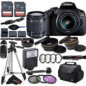 Canon Intl. Canon EOS 2000D (Rebel T7) DSLR Camera wCanon EF-S 18-55mm F3.5-5.6 III Lens and Sunshine Photo Professional Accessories Bundle... (Renewed)