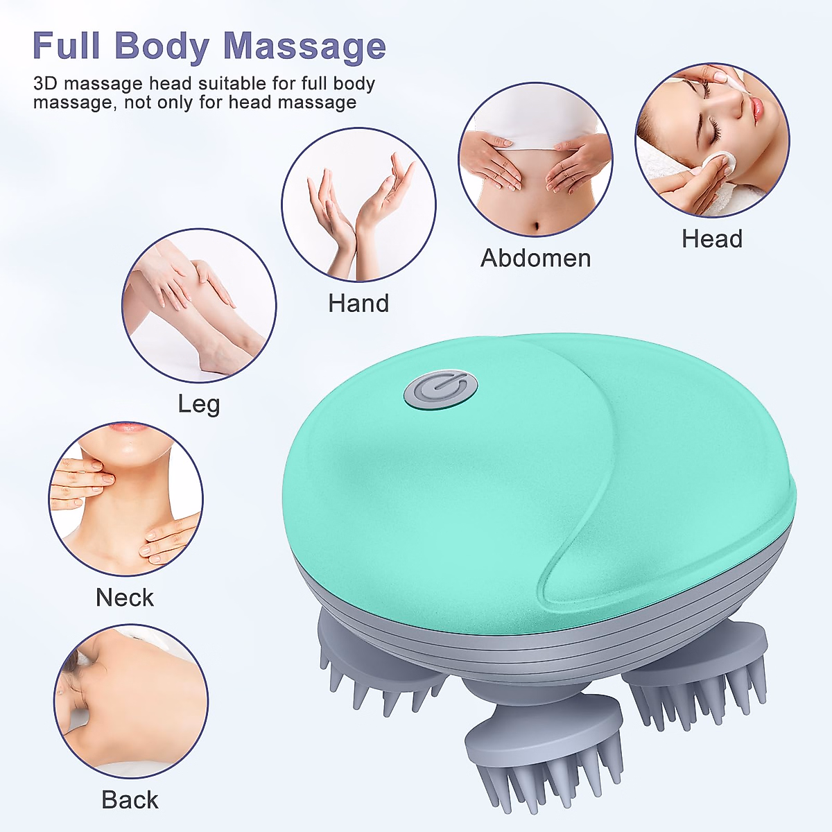 JXTZ Handheld Pet Massager for Dogs and Cats, Portable Electric Cat and Dog Massage Tool with 4 Massage Heads, 3 Speeds, Electric Pet Massager Head and Back Scratcher for Tight Muscles Stiffness Green