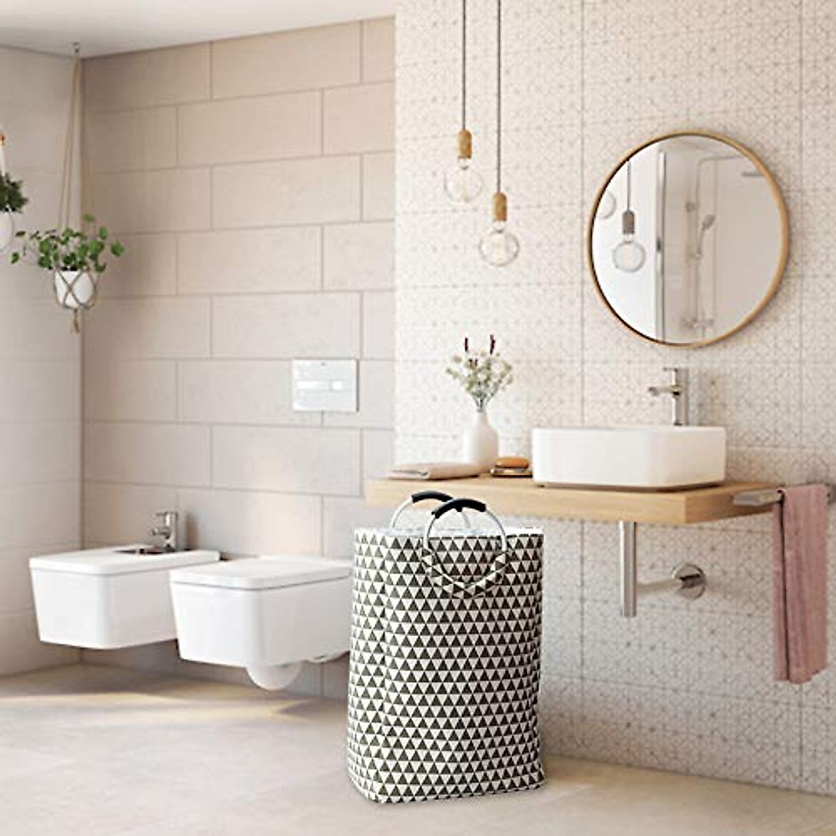 IF DESIGNS DOUBLE LAUNDRY BASKET WITH HANDLE, FOLDABLE HAMPER, ORGANIZER DIRTY CLOTH (gray)