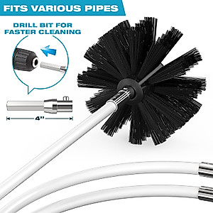Sealegend 50 FEET Dryer Vent Cleaner Kit Double Synthetic Brush Head Upgraded Flexible Quick Snap Brush with Drill Attachment Extend Up to 50 FEET for Easy Cleaning Use with or Without a Power Drill