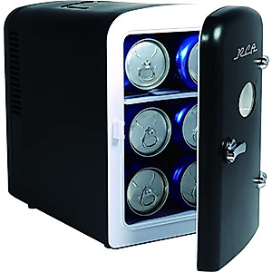 RCA Mini Retro 6 Can Beverage Refrigerator-Black, RMIS129-BLACK, 0.15 cubic feet