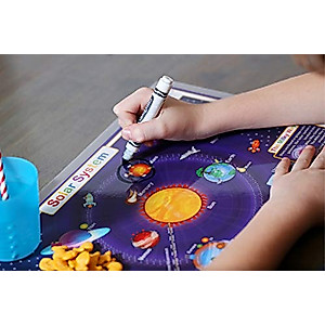 Tot Talk Solar System Educational Placemat for Kids – Made in USA – Durable, Double-Sided, Space Learning Placemat with Planet Facts & Quizzes – Waterproof, Wipeable, 17.5” x 11.5”