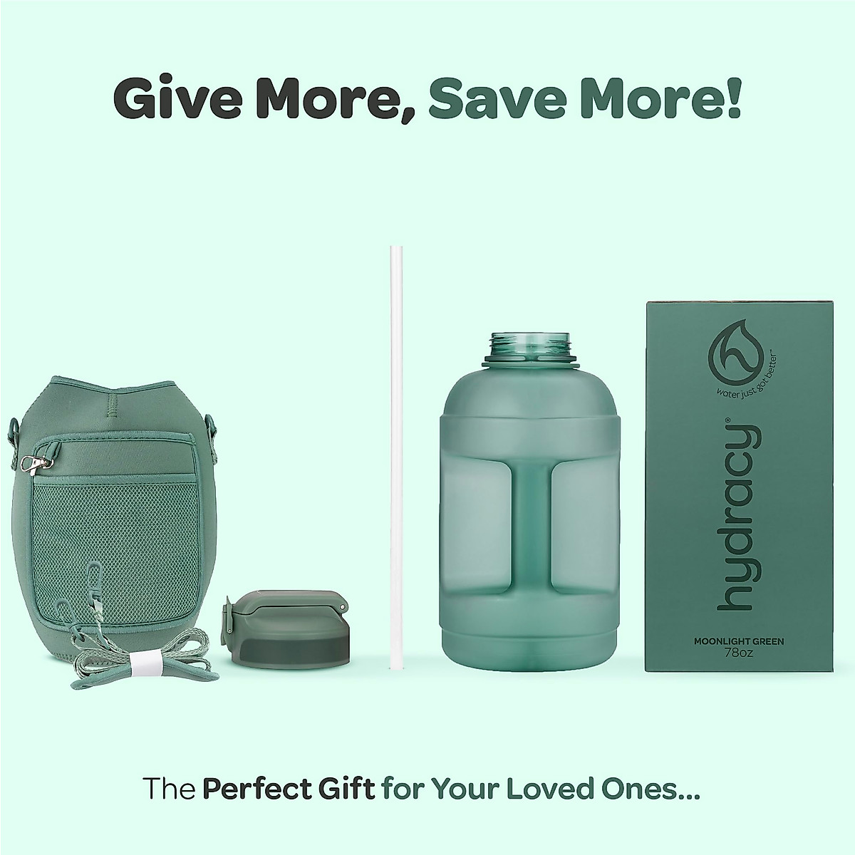 Hydracy 2.3L BPA-Free Tritan Plastic Water Bottle with Adjustable Shoulder Strap, Spill-Proof Lid, and Convenient Silicon Spout for Hydration on the Go