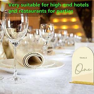10-Pack Gold Mirrored Acrylic Arched Table Numbers for Wedding Receptions with Stands, Perfect for Centerpieces, Receptions, Parties, Anniversaries (Gold Mirrored, Table Numbers 1-10, 4.5×5.7 inches) (10)
