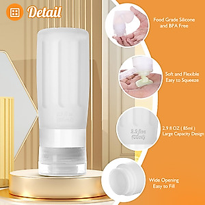 JBYAMUS 16 Pcs Silicone Bottles Set, Leak-Proof Design, Travel Size, TSA Approved for Toiletries, Portable Containers for Women (White-White)