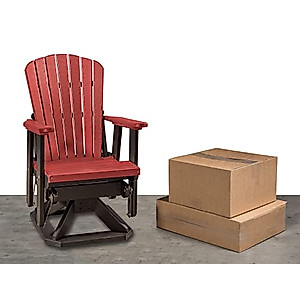 DutchCrafters Slat Fan Back Poly Adirondack Swivel Glider Outdoor Patio Chair (Tudor Brown & Weatherwood)