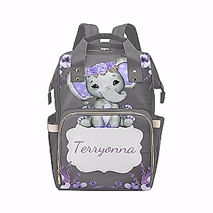 InterestPrint Custom Diaper Bag with Name, Purple Rustic Old Wood Diaper Bag Nappy Bags Travel Shoulder Daypack Mummy Backpack Custom Gift for Mom Girl