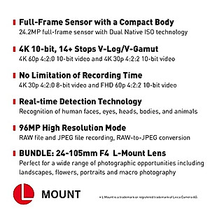 Panasonic LUMIX S5 Full Frame Mirrorless Camera (DC-S5BODY) and LUMIX S 24-105mm F4 Lens (S-R24105)