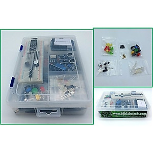 jdhlabstech MEGA 2560 Starter Kit Ultra (100% Open Source IDE Compatible) w/Battery Holder, Sensors, Modules, Resistor kit and Components (no Supply)