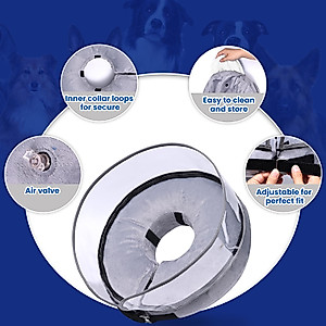 BARKLESS Dog Cone Collar, Inflatable Dog Cone After Surgery for Large Dogs, Soft Dog Cone of Alternative with Enhanced Anti-Licking Guard Shield for Pets, Protective Dog Donut Collar
