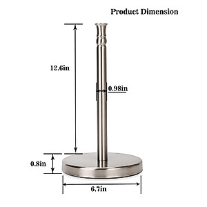Paper Towel Holder Countertop, Stainless Steel Heavy Base (3LBS in Weight, and 7.5inch in Diameter) , Paper Towel Rack, Ripping Paper Towel Off One-Handed, No Wobbly (Brushed Nickel)
