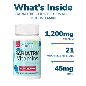 Bariatric Choice My Bariatric All-in-One Multivitamin Chewable with 300 mg of Calcium, Berry (120ct)