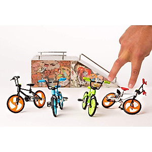 Grip and Tricks - Orange Finger BMX Freestyle with 2 Extra Toy Bike Wheels and 1 Finger Bikes Tool - Pack 1 Finger Toy for 6+ Years Old Kid