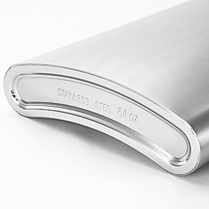 YWQ 64 oz Classic Style Stainless Steel Liquor Whiskey Hip Flask Silver
