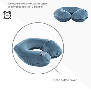 Keemall Inflatable Travel Neck Pillow for Airplane Train Car Washable Pillowcase U Shaped Office Napping Pillow
