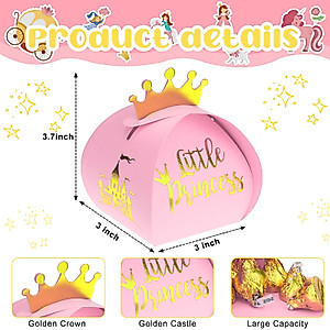 36 Pack Pink Little Princess Candy Boxes Printed Gold Castle and Crown Baby Shower Favors Goodie Treat Boxes Charming Princess Birthday Party Favor Boxes for Baby Girls Party Favors Supplies