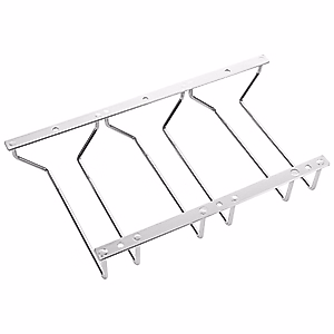 Dianoo 18cm Wine Glass Rack Under Cabinet, Wine Glass Holder, Hanging Stemware Rack, Metal Chrome Finish, 3 Rows