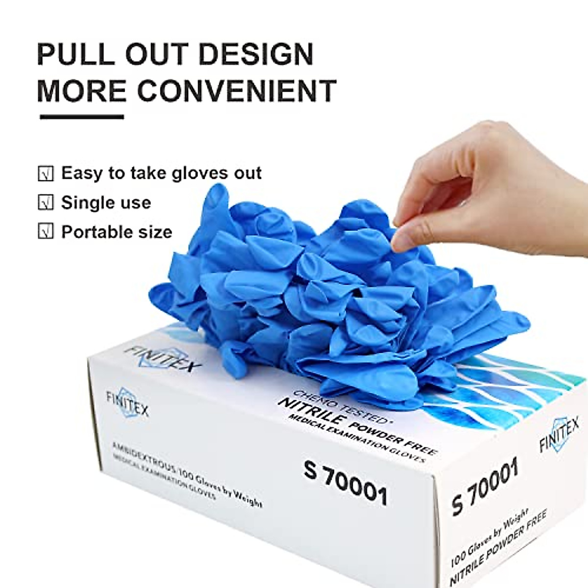 FINITEX Nitrile Disposable Medical Exam Gloves - 4 mil Powder-free Stretch Latex-Free Blue Gloves 1000 PCS For Examination Home Cleaning Food Gloves (1000, Small)