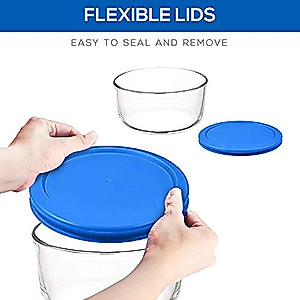 Klareware 7 Cup Glass Food Storage Containers Stackable Meal Prep Lunch Bento or leftover salad bowls 2 Piece Dish w BPA Free Lids (Blue)