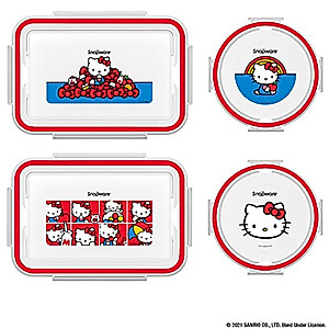 Snapware 8-Pc Plastic Food Storage Containers Set, 4.6-Cup & 3-Cup Meal Prep Containers , Non-Toxic, BPA-Free Lids with 4 Tab Locking, Dishwasher, Microwave, and Freezer Safe, Hello Kitty