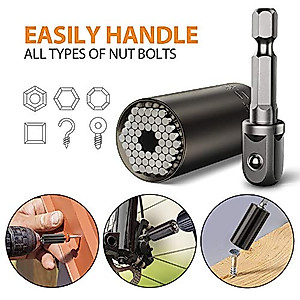 Universal Socket Tools Gifts for Men: Christmas Gifts Stocking Stuffers for Dad Boyfriend Husband Professional 7mm-19mm Tool Sets Power Drill Adapter Stuff Ideas Unique Cool Gadgets Birthday Gift