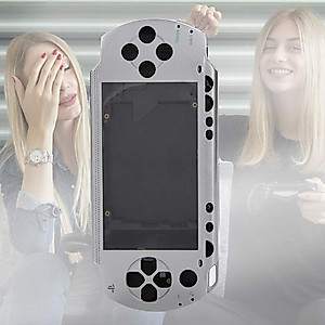 ASHATA Full Housing Repair Mod Case + Buttons Replacement Compatible for Sony PSP 1000 Console(Silver)