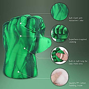 Toydaze Incredible Smash Fists Punching Gloves Plush Hands Stuffed Pillow Handwear, Kids Cosplay Costumes Gloves, Superhero Toys for Boys, Toddlers, Birthday, Halloween, Green