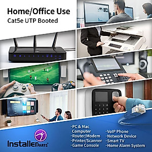 InstallerParts (10 Pack Ethernet Cable CAT5E Cable UTP Booted 2 FT - Blue - Professional Series - 1Gigabit/Sec Network/Internet Cable, 350MHZ