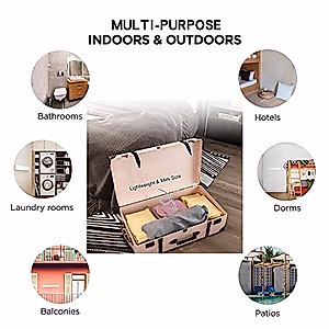 ANLEBUY Portable Garment Rack, Folding Clothes Rack, Collapsible Clothing Rack for Dance, Travel, Camping, Laundry, Indoor, Outdoor, Drying, Mini White Compact (Upgraded) + 3 Foldable Clothes Hangers