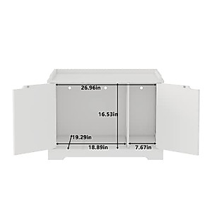 HOME BI Cat Litter Box Enclosure, Cat Litter Box Furniture Hidden, Cat Washroom Storage Bench, Pet Crate Furniture, Modern Wooden Cat Litter Cabinet, Cat Home, Kitty Hideaway (White, 023)