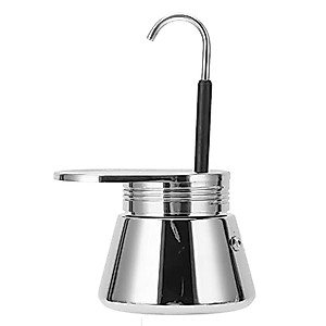 Single Spout Mocha Pot, Stainless Steel Espresso Maker Coffee Pot Lightweight Cafe Maker Portable Outdoor Camping Brewed Coffee Cup for All Electric Ceramic Gas Stovetops(200ml)