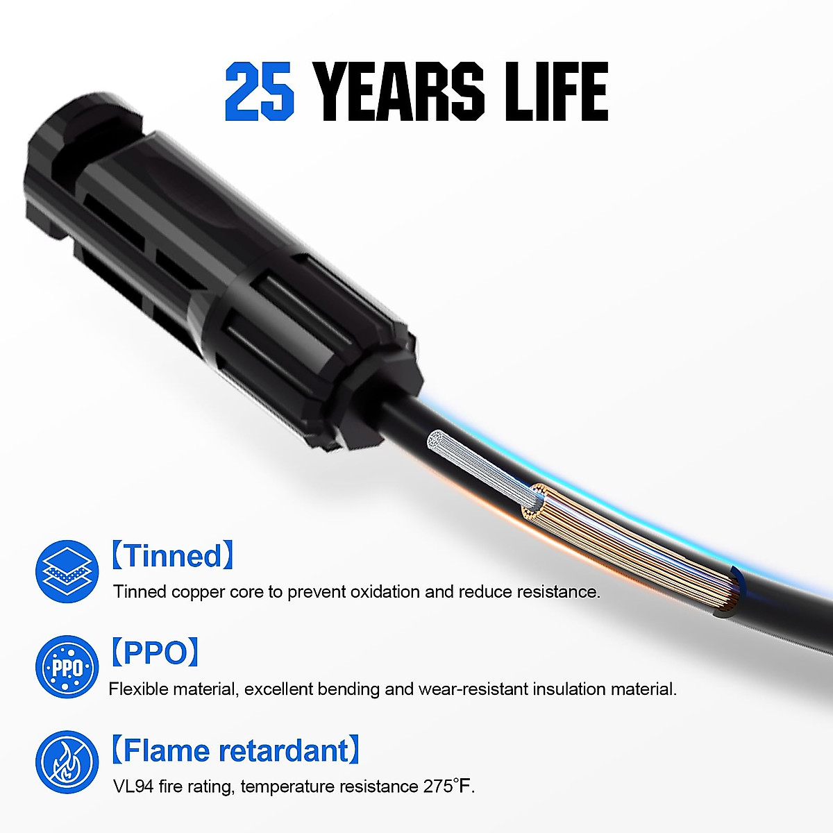 ECO-WORTHY 4 Pair Solar Connectors 30A Y Branch Parallel PV Adapter Cable Wire Plug Tool Kit for Solar Panel(M/FF+F/MM)