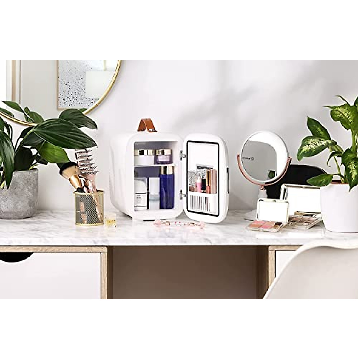 Subcold Pro4 Luxury Mini Fridge Cooler 4 Litre / 6 Cans AC & Exclusive USB ECO Power Option | Portable Small Refrigerator For The Office, Bedroom, Car, Travel, Skincare & Cosmetic (White)