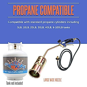 Flame King Propane Torch Kit Heavy Duty Weed Burner, 320,000 BTU with 6-ft Hose for Weed Burning, Melting Ice and Snow, and Roofing
