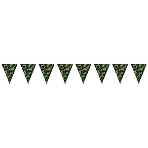 Beistle Camo Pennant Banner Party Supplies, 11" x 12', Multicolored,50709