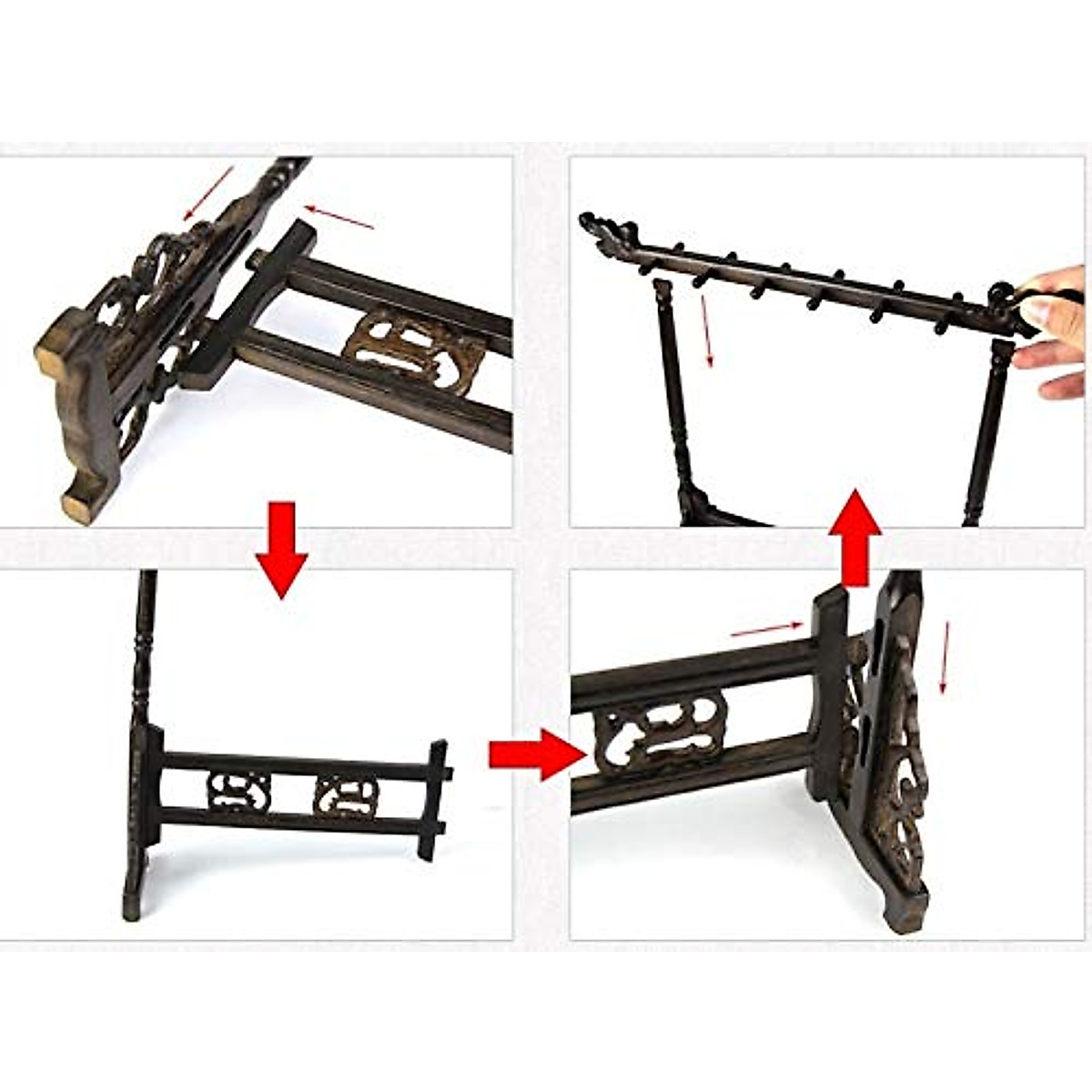 6 Pcs Brush Pen Set with Stand Holder Chinese Calligraphy Painting Art Wood Shelf Include Writing Brush