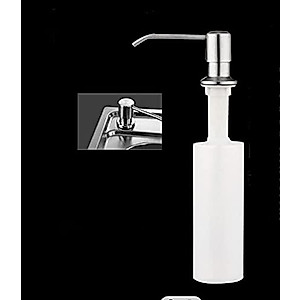 Soap Dispenser for Kitchen Sink, Built in, Stainless Steel, Pump Set for Dish Soap or Lotion, Refill from The Top (Silver)