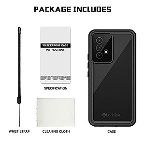 Lanhiem Samsung Galaxy A53 5G Case, IP68 Waterproof Dustproof Case with Built-in Screen Protector, Rugged Full Body Shockproof Phone Cover for Samsung A53 5G, Black/Clear