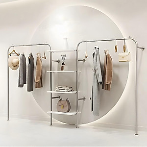 Wall Mount Clothes Rack，Heavy Duty Pipe Clothes Rail Garment Rack With Shelves For Hanging Clothes，Commercial Wedding Dress Display Shelf Clothes Display Rack For Clothing Store ( Size : 300*170cm )