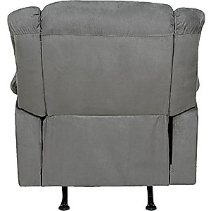 Relaxzen Longstreet Rocker Recliner with Massage, Heat and Dual USB Ports, Microfiber, Gray