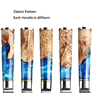 Fukep Paring Knife 3.5 Inch Damascus Paring Knife Small Fruit Knife Ultra Sharp Damascus VG10 Core Steel with 66 Layers High Carbon Steel Classical Pattern Blue Handle