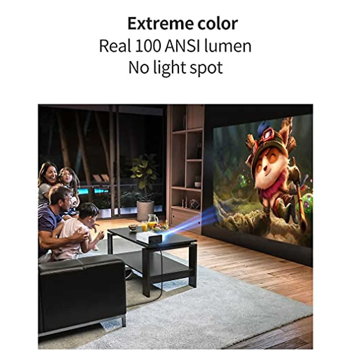 【2022 New】 Ultra HD 4K Projector Android 9.0 LED WiFi Wireless Mirroring for Phone 1080p LCD Support 4K 3D Video Movie Intelligent Projector Portable Home Theater