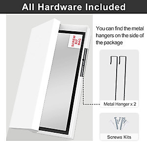 NeuType Full Length Mirror Hanging Over The Door or Leaning Against/ Mounted On Wall, 43"x16", Black, No Stand