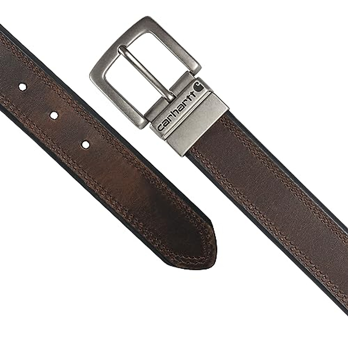 Carhartt Men's Casual Rugged Oil Finish Reversible Belts, Brown/Black, 46