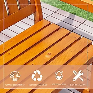 Congfutt Outdoor Wood Bench, Two Person Solid Wood Garden Bench for Outside, Large Park Bench for Patio Porch Poolside Balcony, 48" W x 21" D x 36" H (Natural)