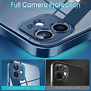 Supdeal Crystal Clear Case for iPhone 12 Mini, [Not Yellowing] [Camera Protection] [Military Grade Drop Tested] Transparent Shockproof Protective Phone Case Soft Silicone Slim Cover, 5.4 inch, Blue