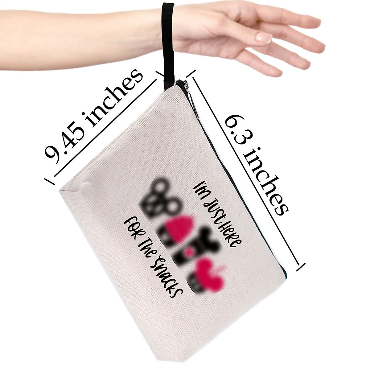 Hanamiya Na Snacks Bag for Travel, Funny Makeup Bag, Waterproof Makeup Bag, Washable, Reusable for Travel, Beach, Cute Toiletry Bag for Girls Teens Friends- I'm Just Here for The Snacks