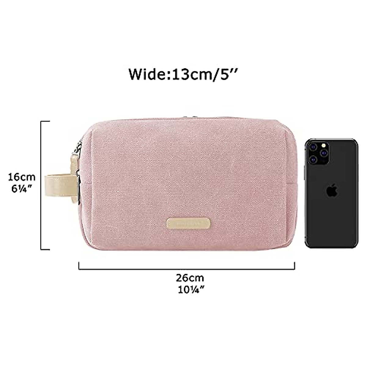 BAGSMART Toiletry Bag for Women, Cosmetic Makeup Bag Organizer, Travel Bag for Toiletries, Dopp Kit Water-resistant Shaving Bag for Accessories, Pink-Medium