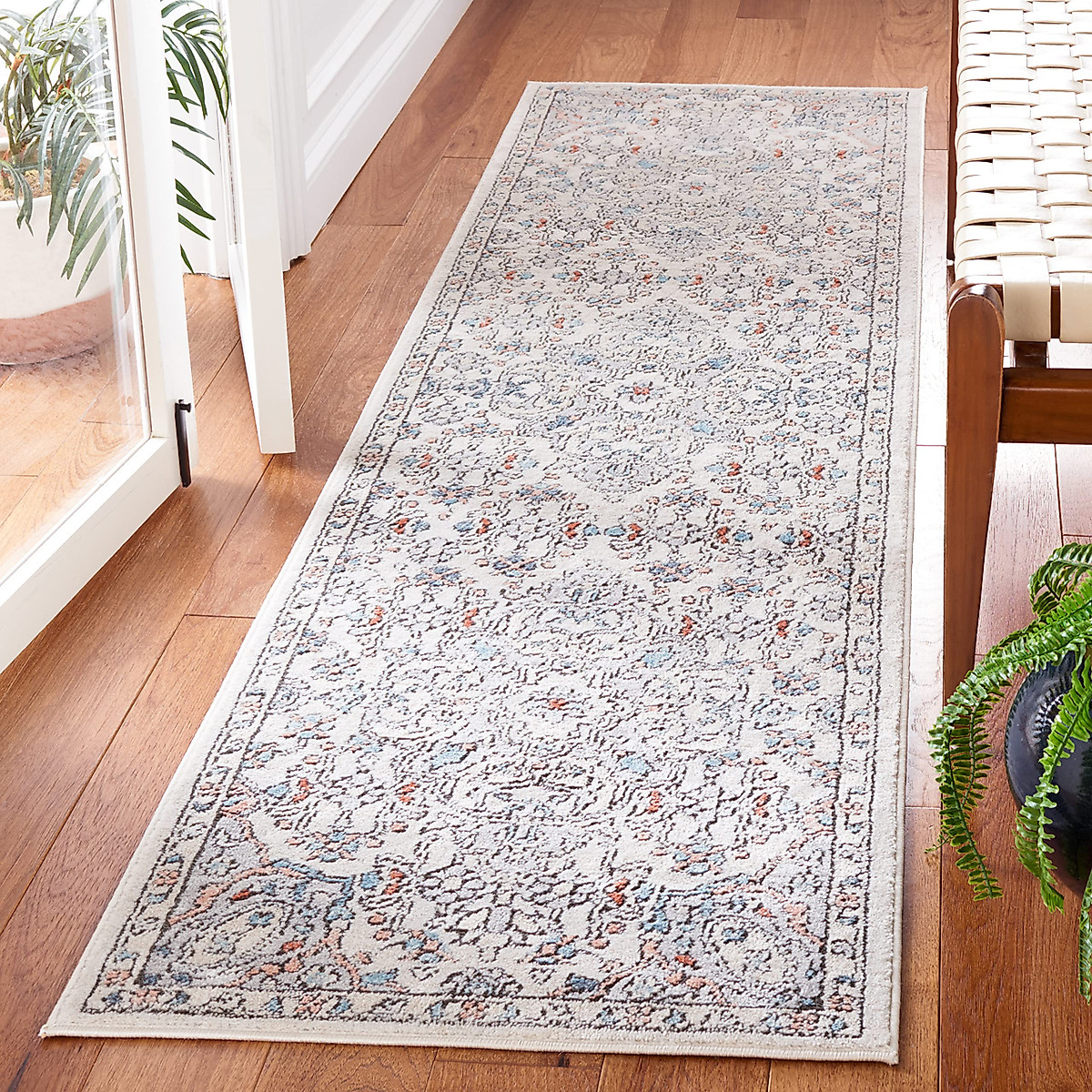 SAFAVIEH Oregon Collection Runner Rug - 2'2" x 12', Grey & Ivory, Oriental Distressed Design, Non-Shedding & Easy Care, Ideal for High Traffic Areas in Living Room, Bedroom (ORE814F)