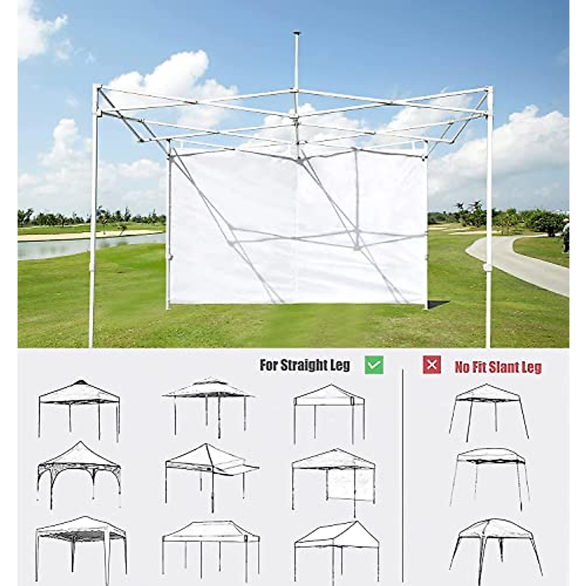 SCOCANOPY Sidewall for 10x10 Canopy Frame, 2 Pieces Sunwalls Only,White